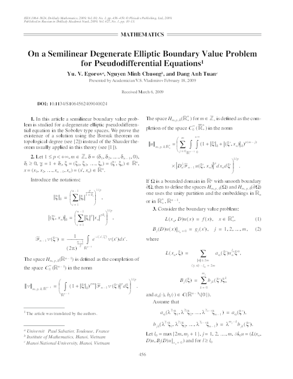 Pdf A Semilinear Non Classical Pseudodifferential Boundary Value Problem In The Sobolev Spaces