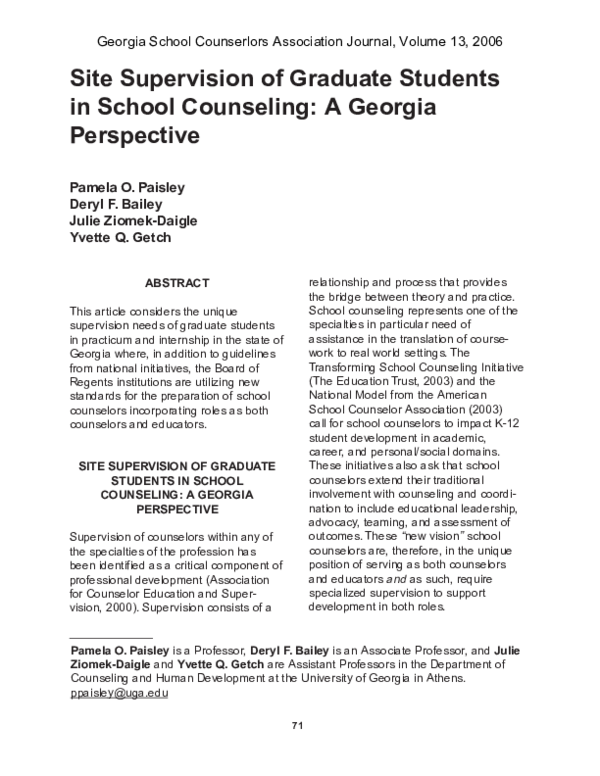 School Supervision Journal Articles