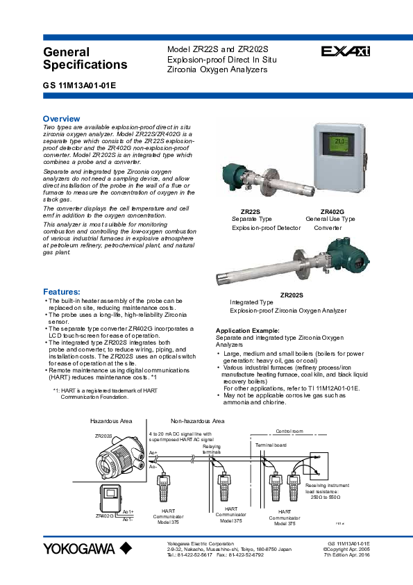(PDF) General Specifications Model ZR22S and ZR202S Explosion-proof ...