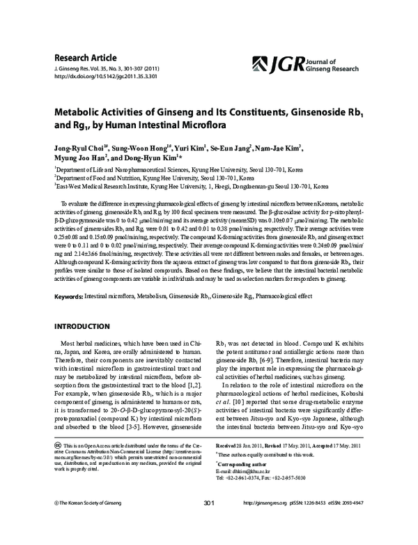 (PDF) Metabolic activities of ginseng and its constituents, ginsenoside ...