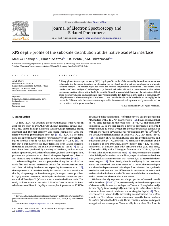 (PDF) XPS depth-profile of the suboxide distribution at the native ...