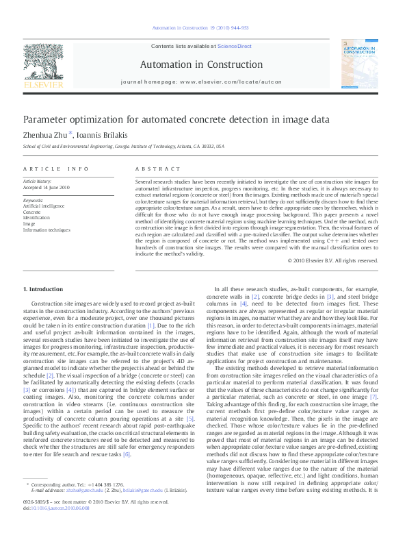 (PDF) Parameter optimization for automated concrete detection in image data