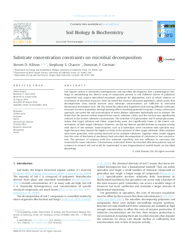 (PDF) Substrate concentration constraints on microbial decomposition