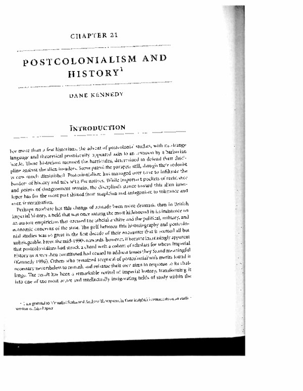 (PDF) Postcolonialism and History