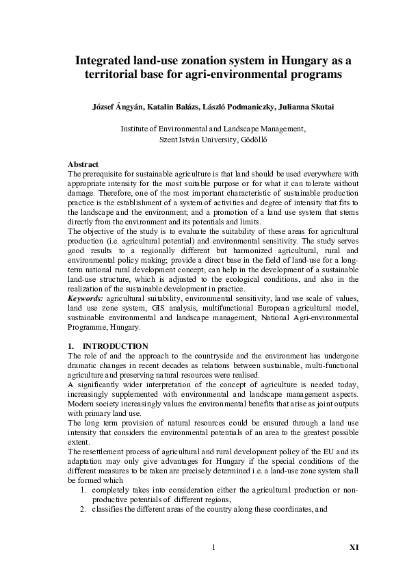 (PDF) Integrated land-use zonation system in Hungary as a territorial ...