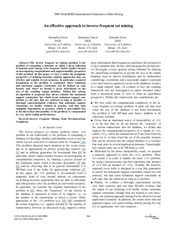 (PDF) An Effective Approach to Inverse Frequent Set Mining
