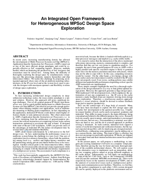 (PDF) An Integrated Open Framework for Heterogeneous MPSoC Design Space Exploration