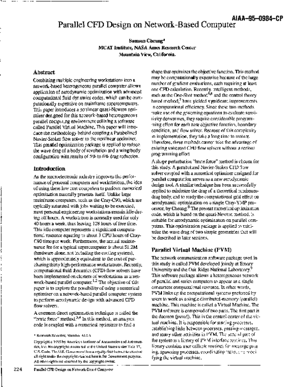 (PDF) Parallel CFD design on network-based computer