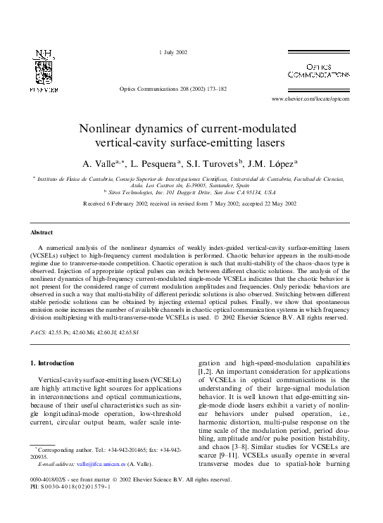 (PDF) Nonlinear dynamics of current-modulated vertical-cavity surface ...
