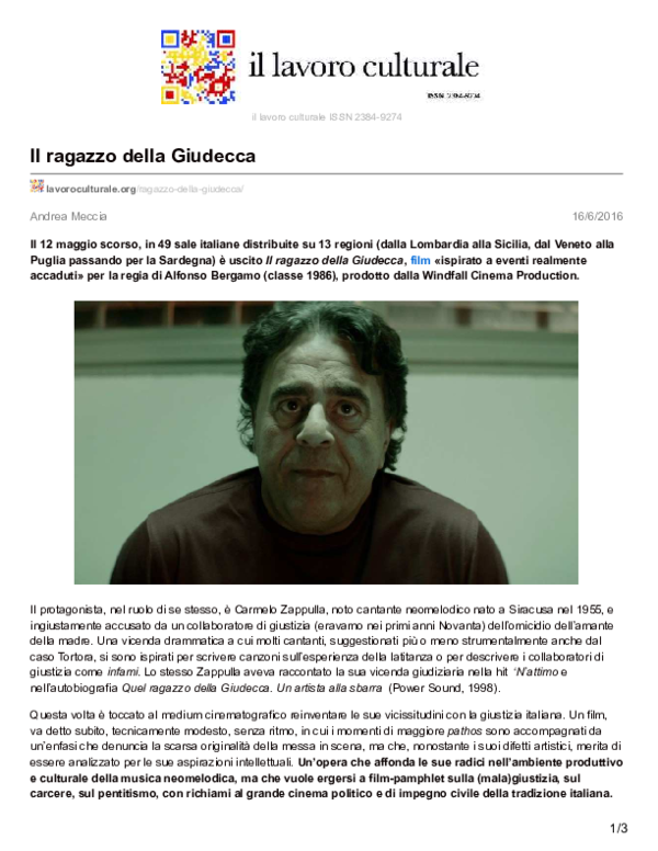 (PDF) Il ragazzo della Giudecca - Lavoro Culturale