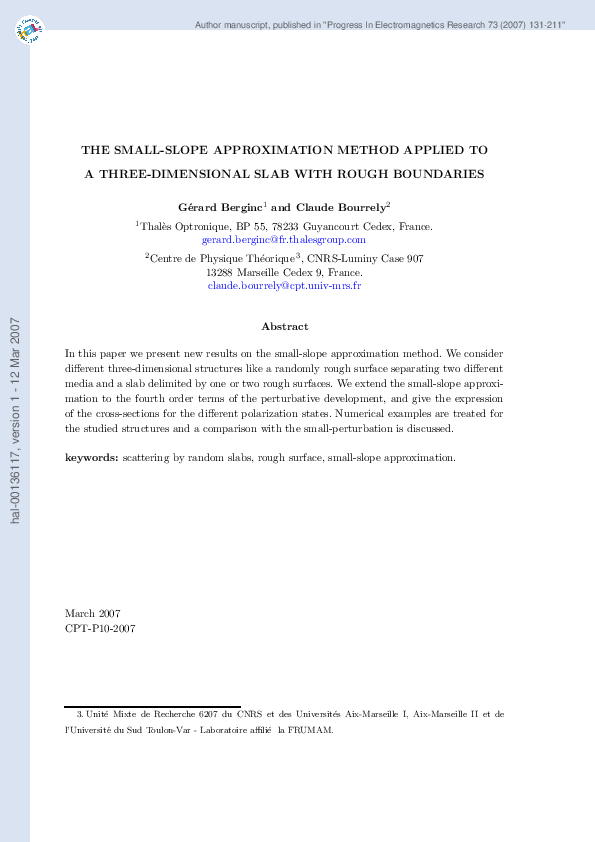 (PDF) The small-slope approximation method applied to a three ...