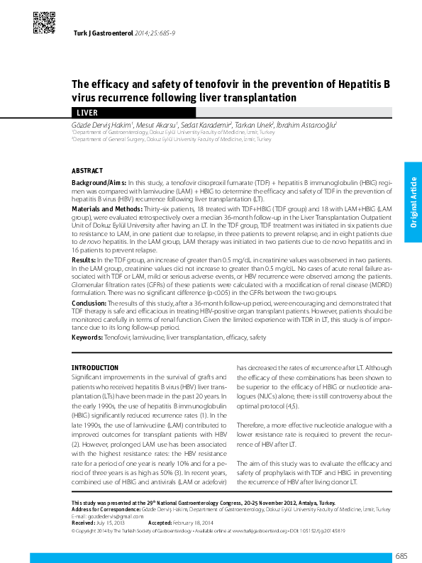 (PDF) Effectiveness and safety of switching to entecavir hepatitis B ...