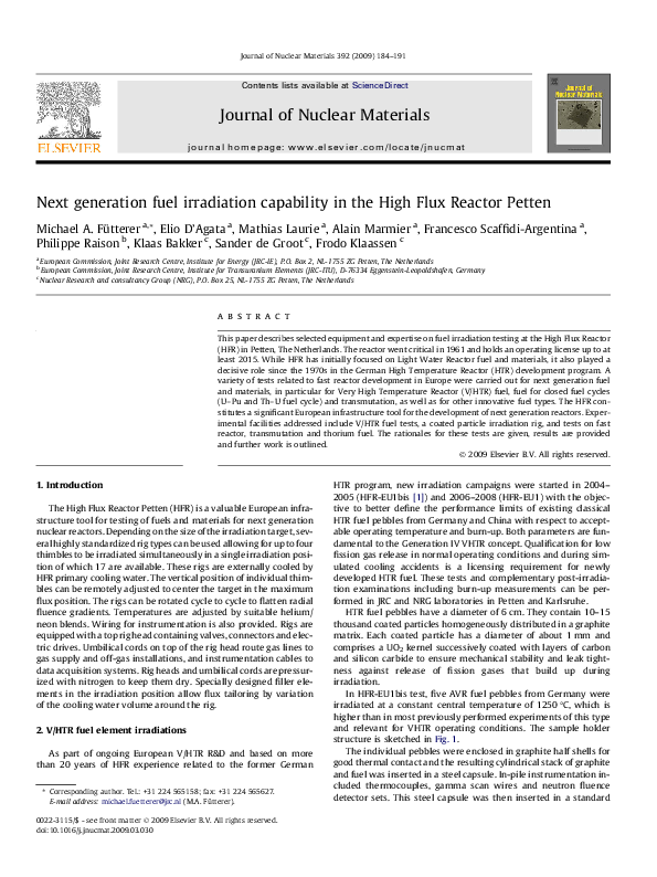 (PDF) Next generation fuel irradiation capability in the High Flux ...