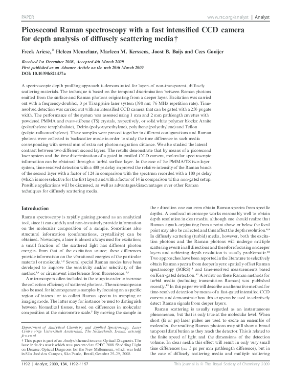 (PDF) Picosecond Raman spectroscopy with a fast intensified CCD camera ...