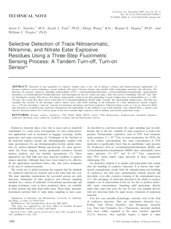 (PDF) Selective Detection of Trace Nitroaromatic, Nitramine, and ...