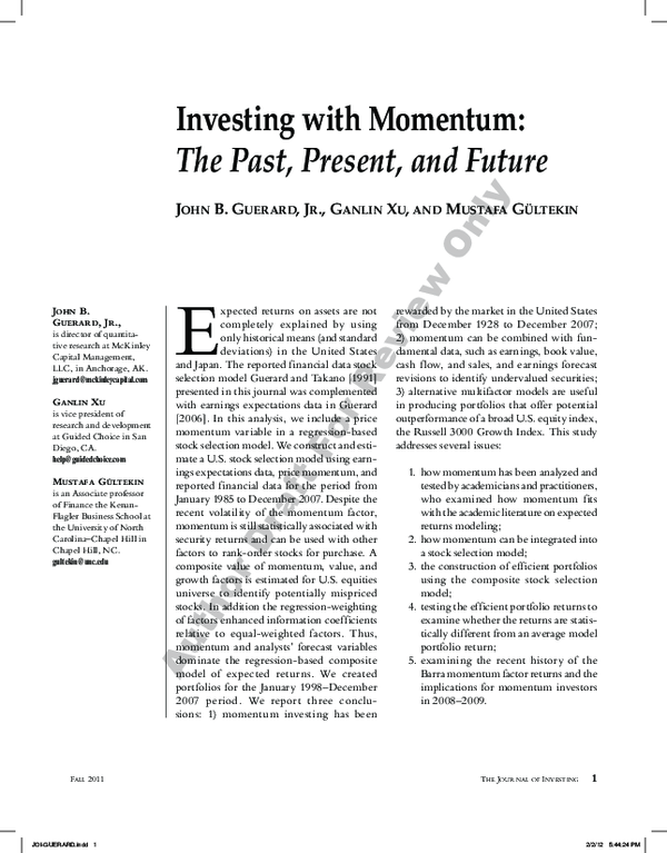 (PDF) Investing with Momentum: The Past, Present, and Future