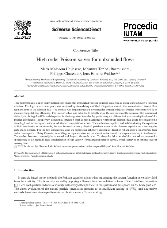 (PDF) High Order Poisson Solver for Unbounded Flows