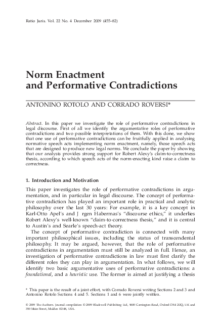(PDF) Norm Enactment and Performative Contradictions
