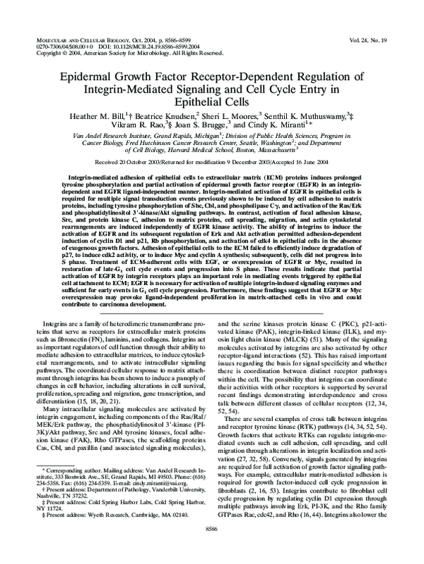 (PDF) Epidermal Growth Factor Receptor-Dependent Regulation of Integrin ...