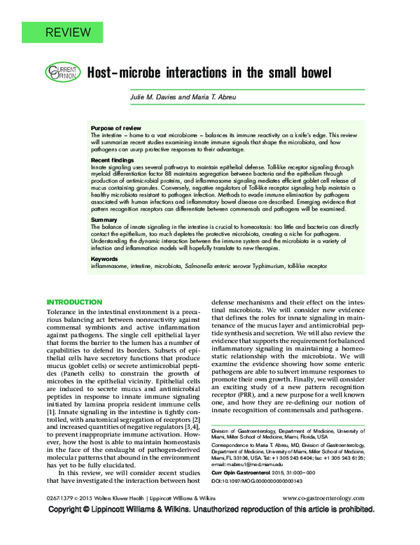 (PDF) Host–microbe interactions in the small bowel