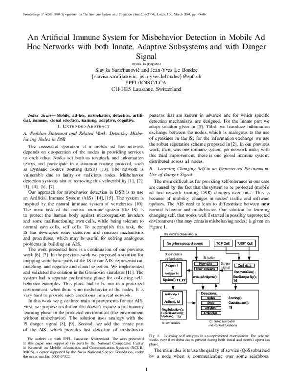 (PDF) An Artificial Immune System for Misbehavior Detection in Mobile Ad-Hoc Networks with ...