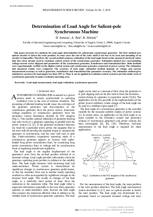 (PDF) Determination of Load Angle for Salient-pole Synchronous Machine