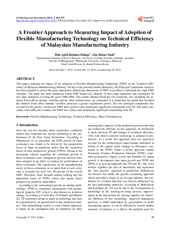 (PDF) A Frontier Approach to Measuring Impact of Adoption of Flexible ...