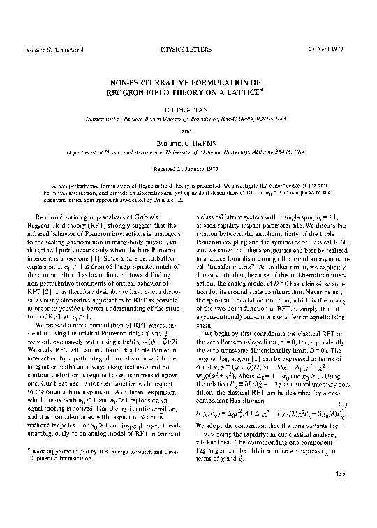 Pdf Non Perturbative Formulation Of Reggeon Field Theory On A Lattice