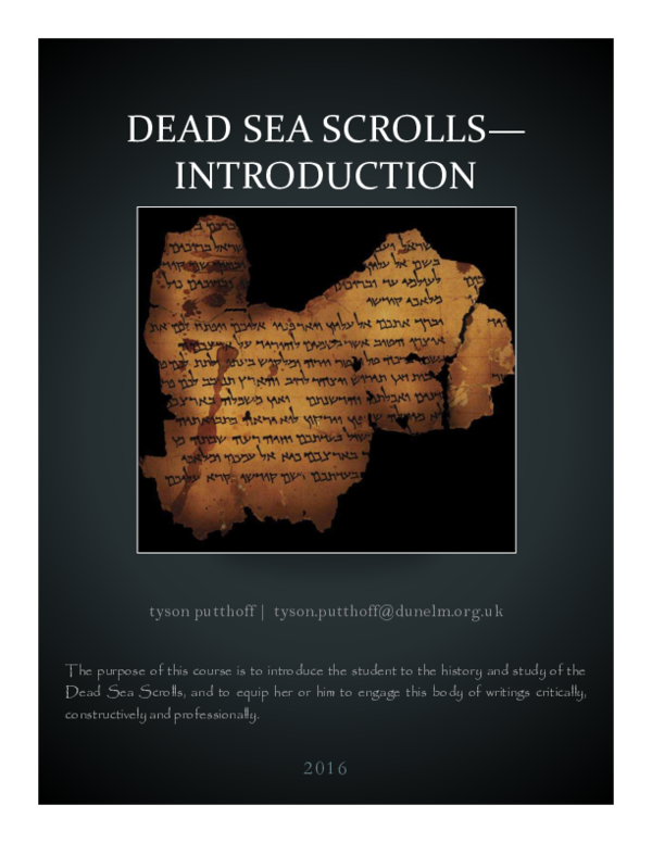 (PDF) Dead Sea Scrolls: Introduction. Syllabus