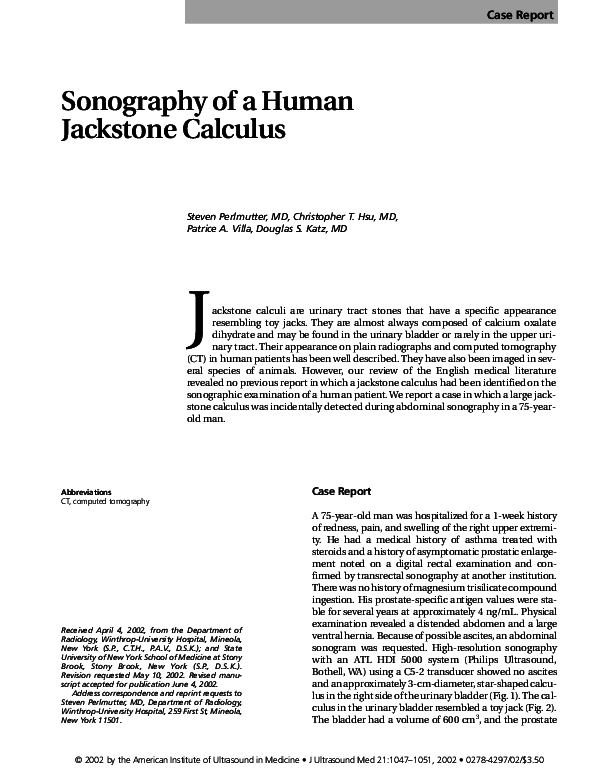 (PDF) Sonography of a human jackstone calculus