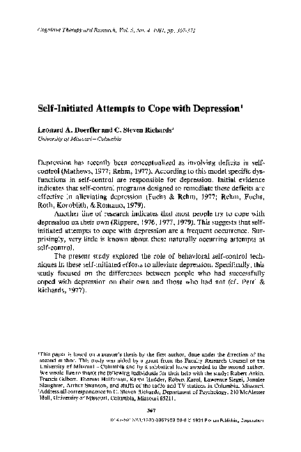 (PDF) Self-initiated attempts to cope with depression