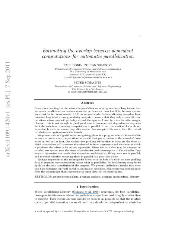 Pdf Estimating The Overlap Between Dependent Computations For Automatic Parallelization