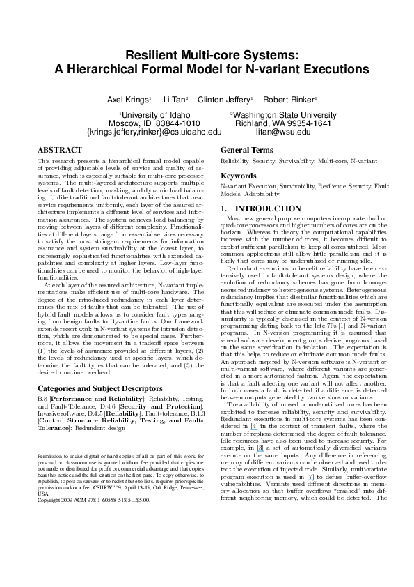 (PDF) Resilient multi-core systems