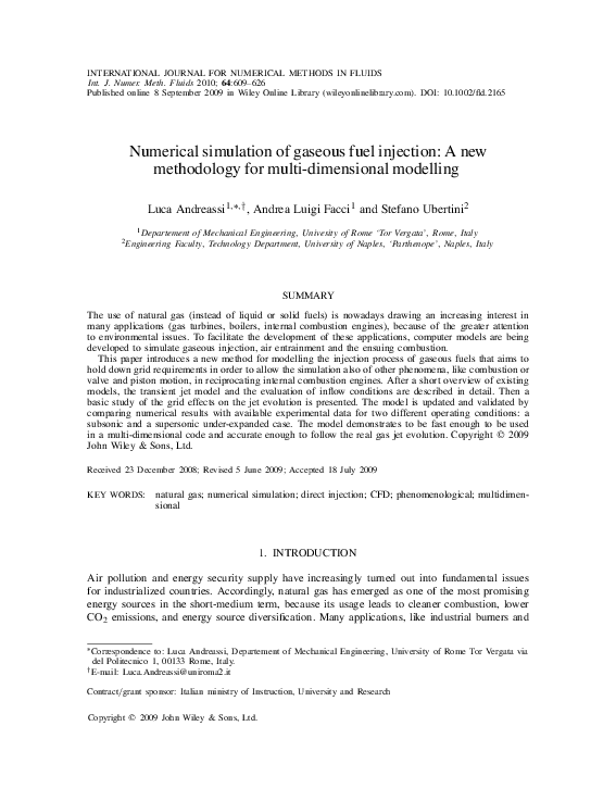 (PDF) Numerical simulation of gaseous fuel injection: A new methodology for multi-dimensional ...