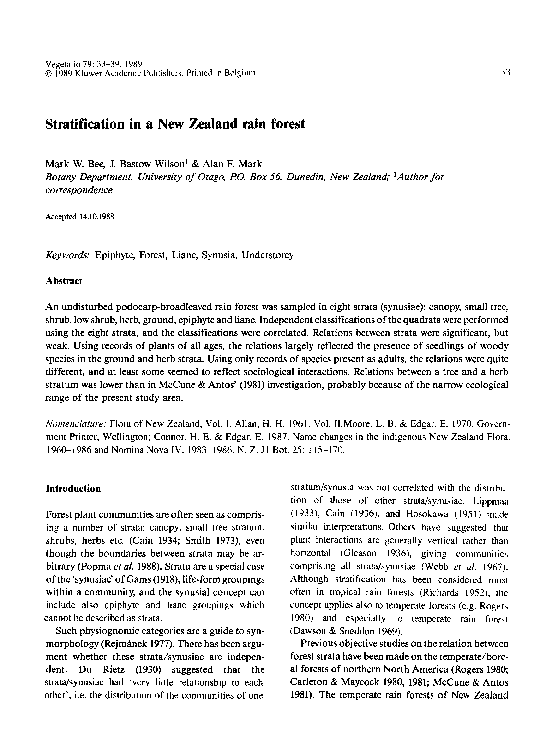 (PDF) Stratification in a New Zealand rain forest