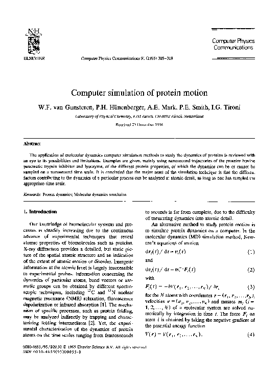 (PDF) Computer simulation of protein motion