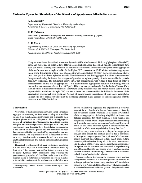 (PDF) Molecular Dynamics Simulation of the Kinetics of Spontaneous ...