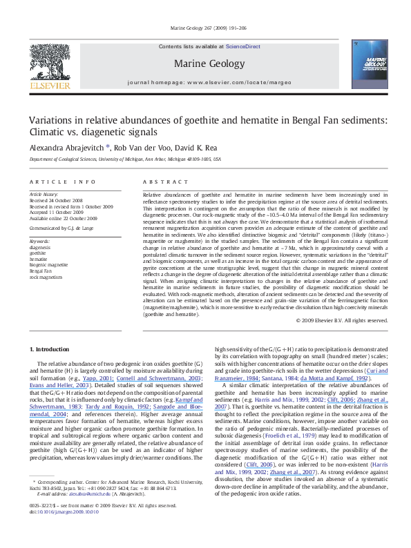 (PDF) Variations in relative abundances of goethite and hematite in ...