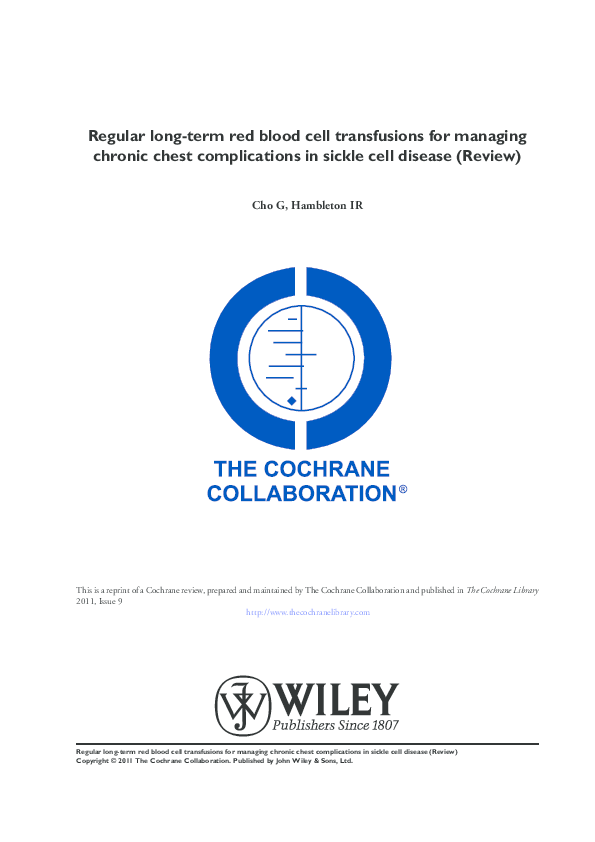 (PDF) Regular long-term red blood cell transfusions for managing ...