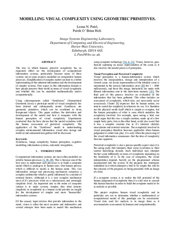 (PDF) MODELLING VISUAL COMPLEXITY USING GEOMETRIC PRIMITIVES ...