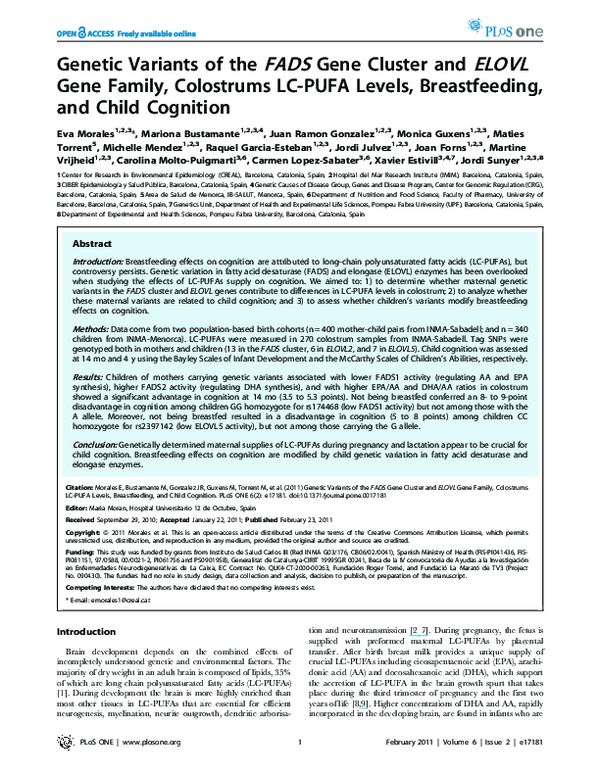(PDF) Genetic Variants of the FADS Gene Cluster and ELOVL Gene Family ...