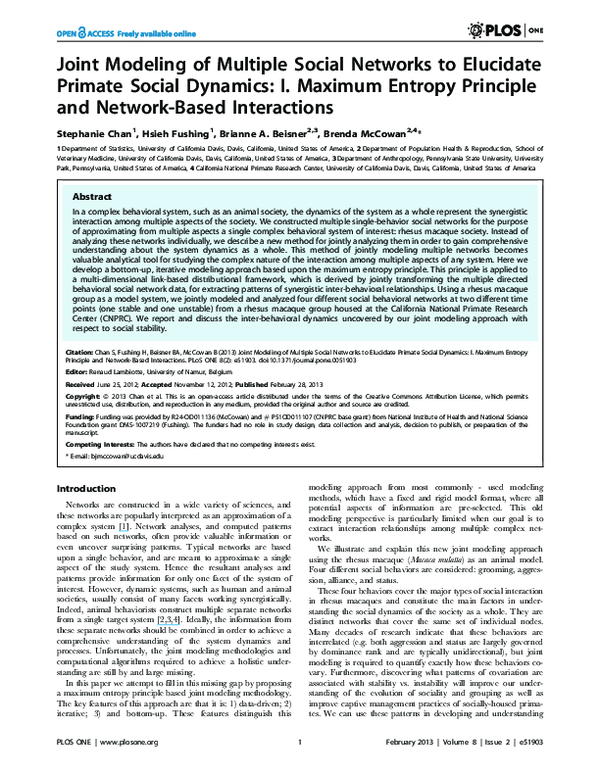(PDF) Joint Modeling of Multiple Social Networks to Elucidate Primate Social Dynamics: I ...
