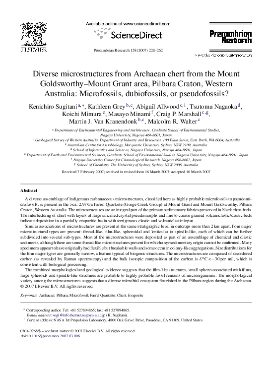 (PDF) Diverse microstructures from Archaean chert from the Mount ...