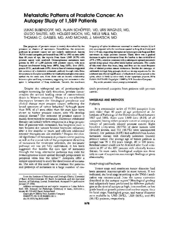 (PDF) Metastatic patterns of prostate cancer: An autopsy study of 1,589 ...