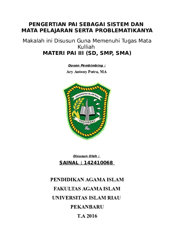 (DOC) MAKALAH MATERI PAI II (SD, SMP, SMA)