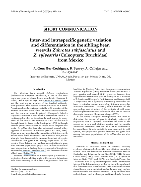 (PDF) Inter and intraspecific genetic variation and differentiation in ...