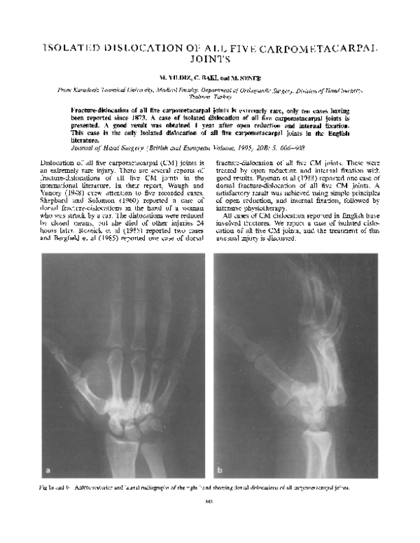 (PDF) Isolated dislocation of all five carpometacarpal joints