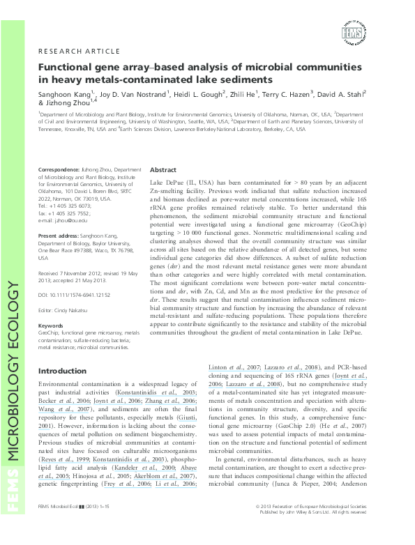 (PDF) Functional gene array-based analysis of microbial community ...