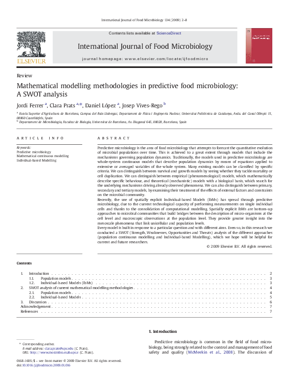 (PDF) Mathematical modelling methodologies in predictive food ...