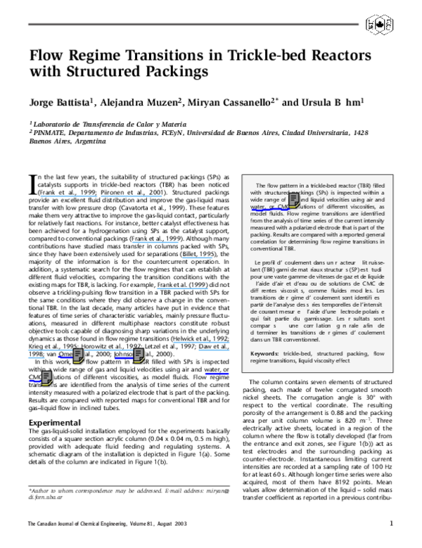 (PDF) Flow Regime Transitions in Trickle-bed Reactors with Structured Packings